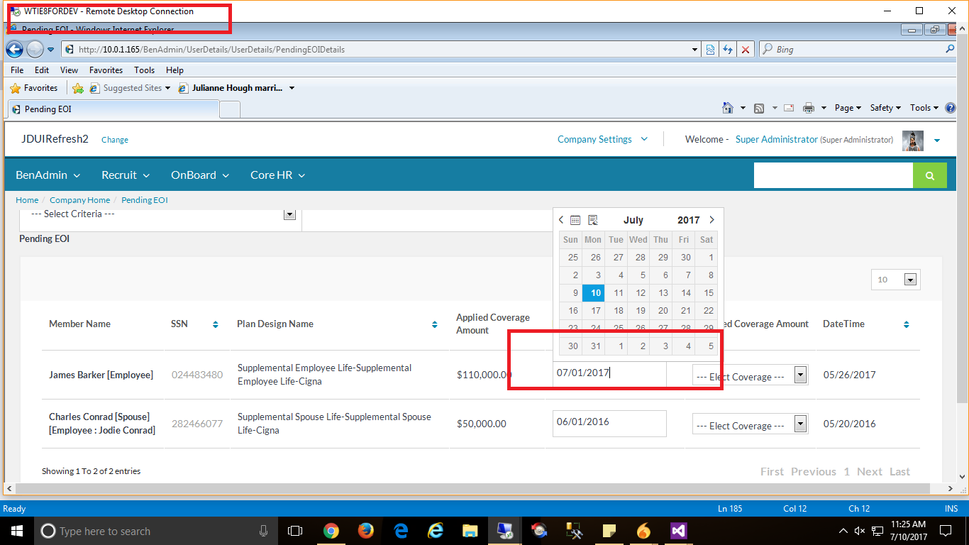 [NF-3355] IE-8 UI and Functional Issue- Admin Login- Pending EOI page-Datatable header cutting ...